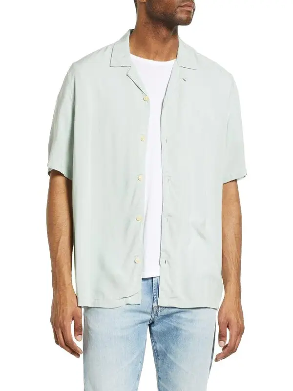 ALLSAINTS Venice Relaxed Fit Short Sleeve Button-up Camp Shirt - Vintage Green