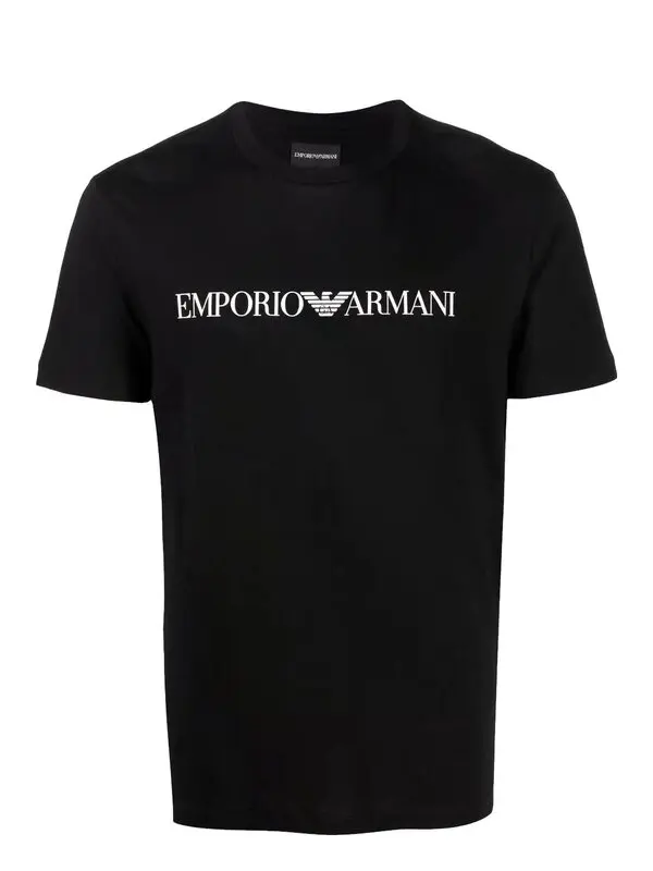 Emporio Armani Logo-print Cotton T-shirt - Black
