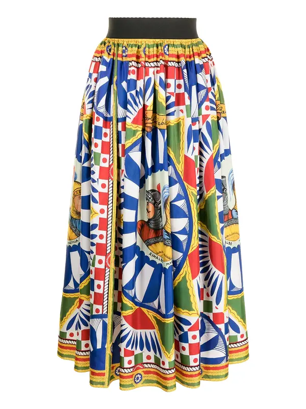 Dolce & Gabbana Carretto-print Twill Midi Skirt - Blue