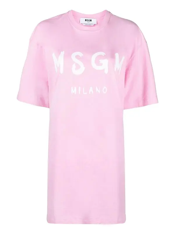 MSGM Logo-print T-shirt Dress - Pink