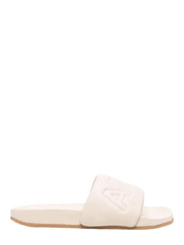 AMBUSH Logo-quilted Leather Slides - Neutrals