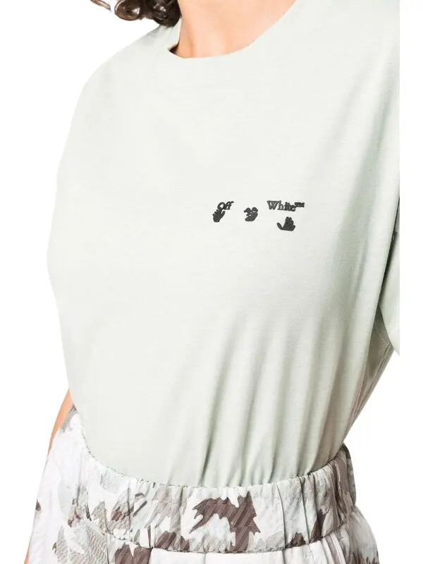 Off-White Logo Print Organic Cotton T-shirt - Green