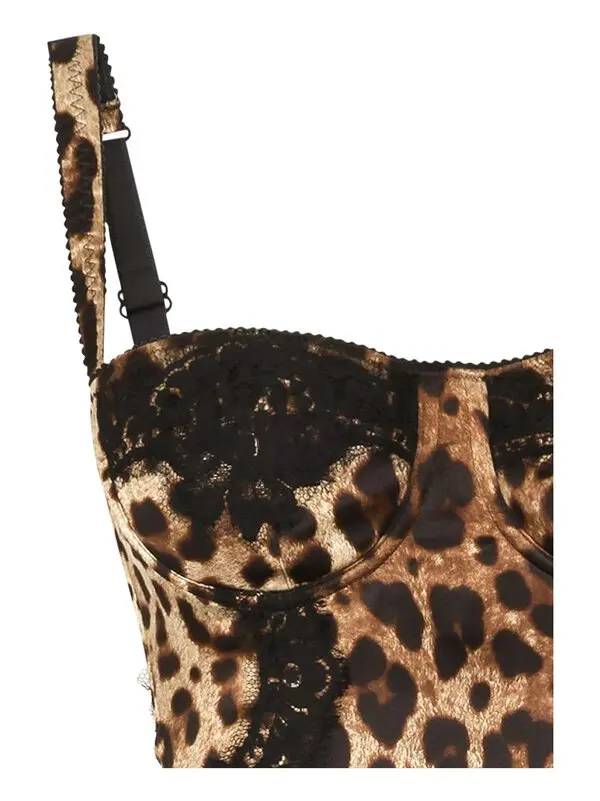 Dolce & Gabbana Leopard-print Silk Balconette Bodysuit - Brown