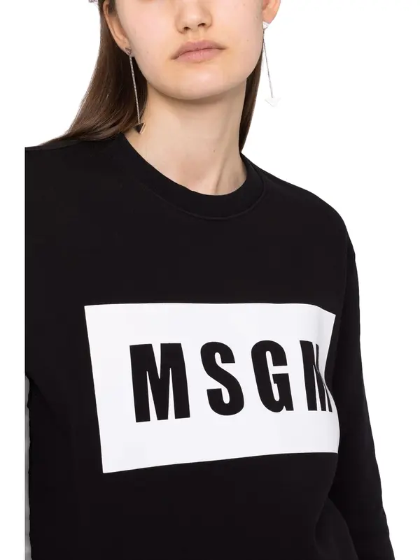 MSGM Logo-print Cotton Sweater - Black