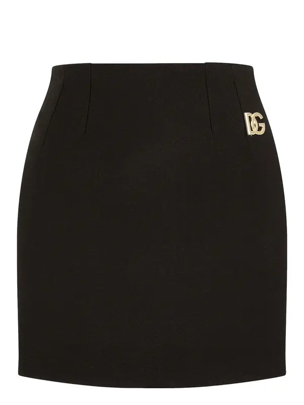 Dolce & Gabbana Logo-appliqué Double Crepe Miniskirt - Black