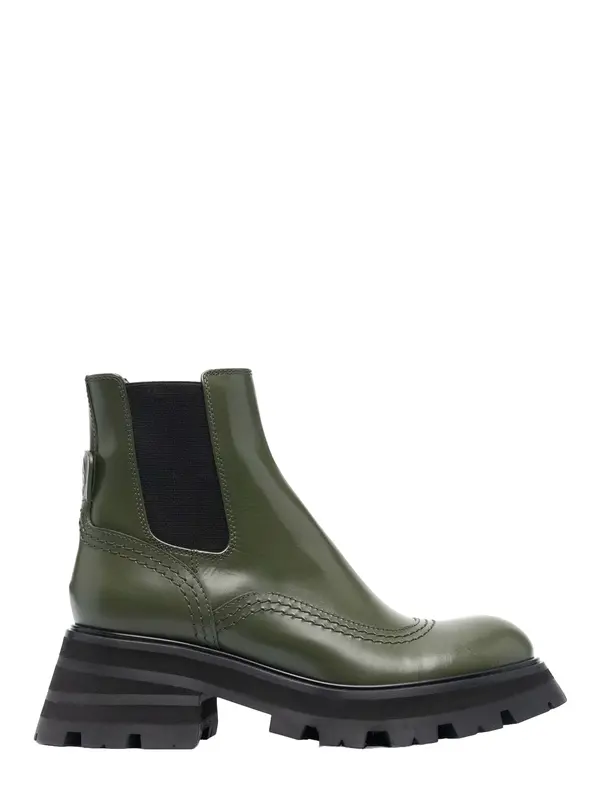 Alexander McQueen Wander Ridged-sole Leather Boots - Green