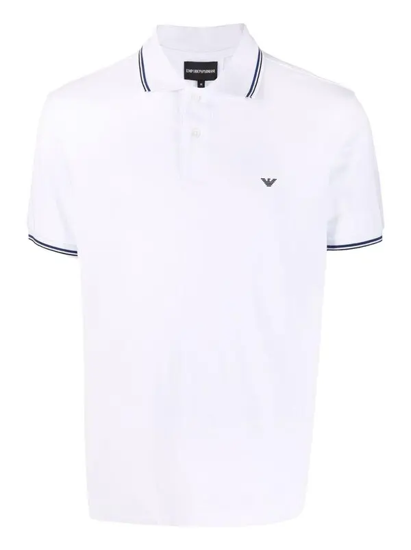 Emporio Armani Logo-print Cotton Polo Shirt - White