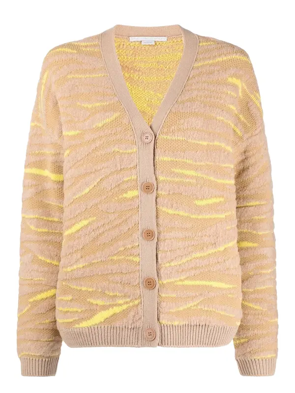 Stella McCartney Tiger-pattern Knitted Cardigan - Neutrals