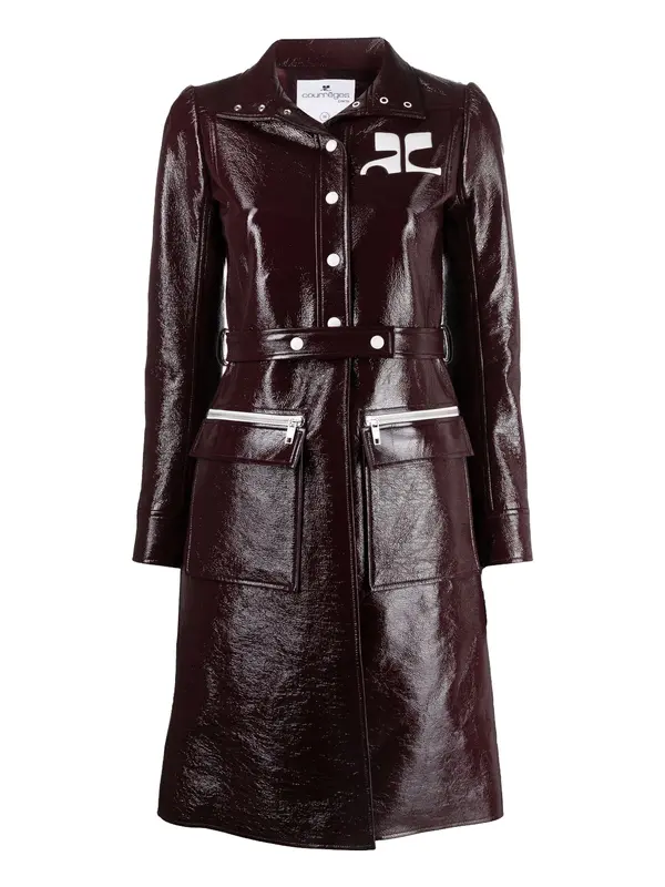 COURREGES Logo-appliqué Vinyl Trench Coat - Purple