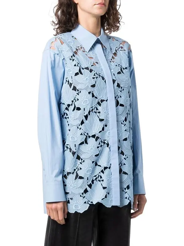 Valentino Garavani Long-sleeve Lace Shirt - Blue