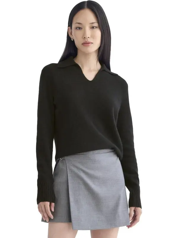 Everlane Cashmere Polo Sweater - Black