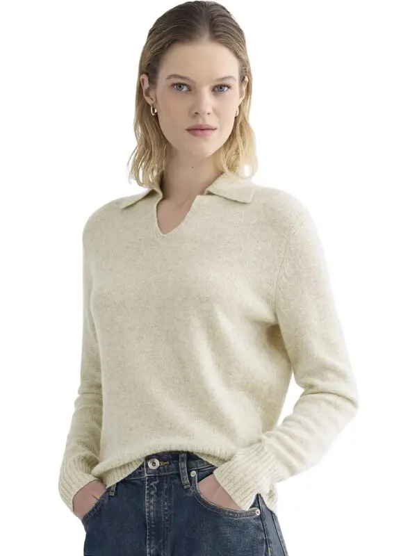 Everlane Cashmere Polo Sweater - Canvas