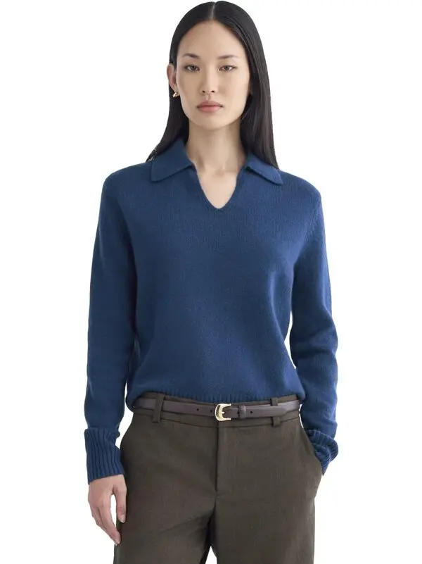 Everlane Cashmere Polo Sweater - Deep Lazuli Blue