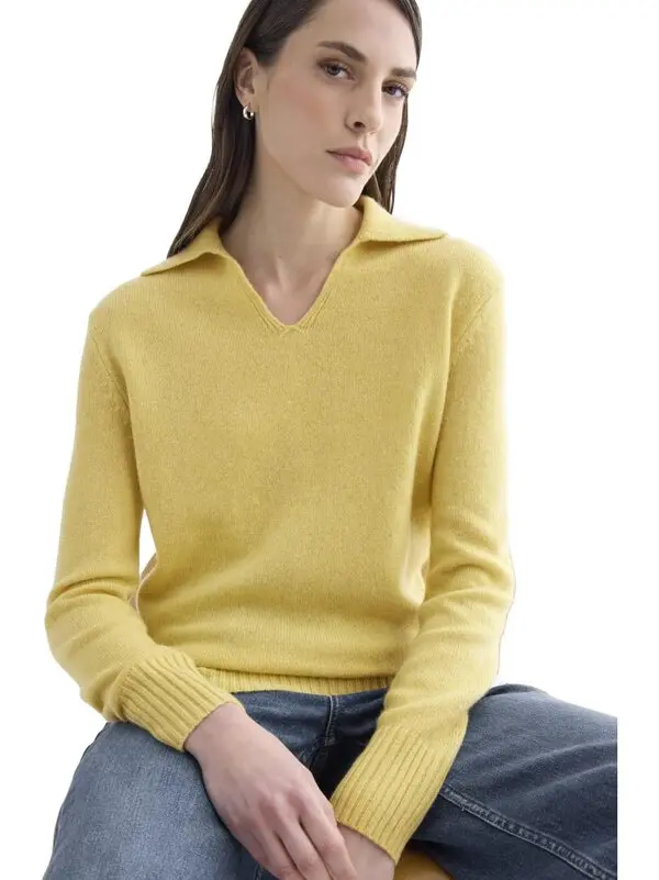 Everlane Cashmere Polo Sweater - Double Cream Heather