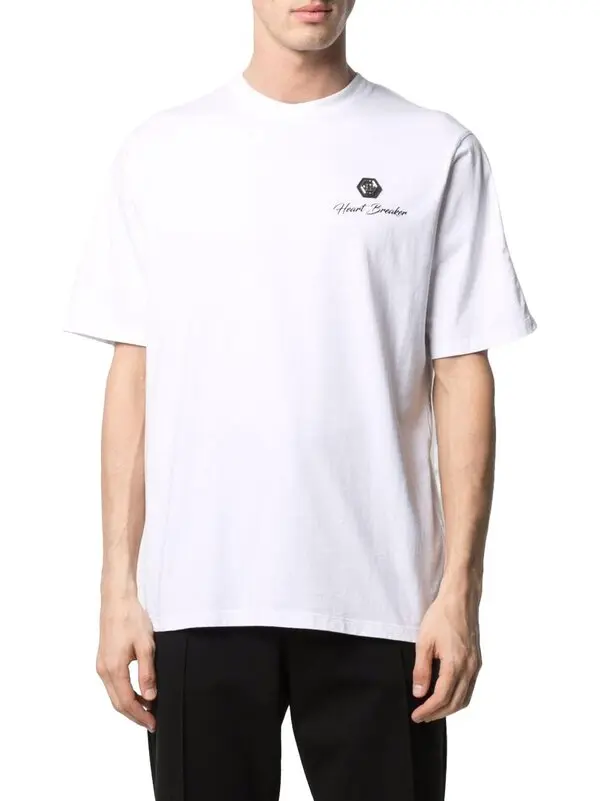 Philipp Plein Heart Breaker Chest Print T-shirt - White