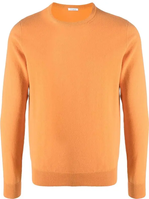 Malo Round Neck Cashmere Jumper - Orange