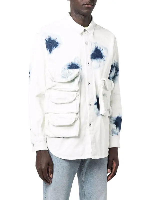 COUNTY OF MILAN Multi-pocket Denim Shirt - White