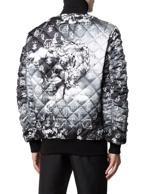 Philipp Plein Baroque Quilted Bomber Jacket - Black