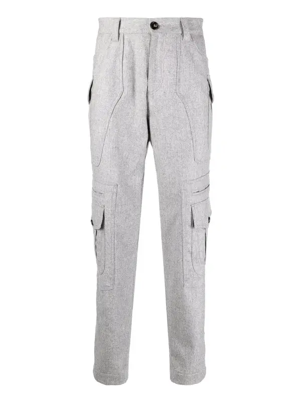 Brunello Cucinelli Panelled Straight-leg Cargo Trousers - Grey