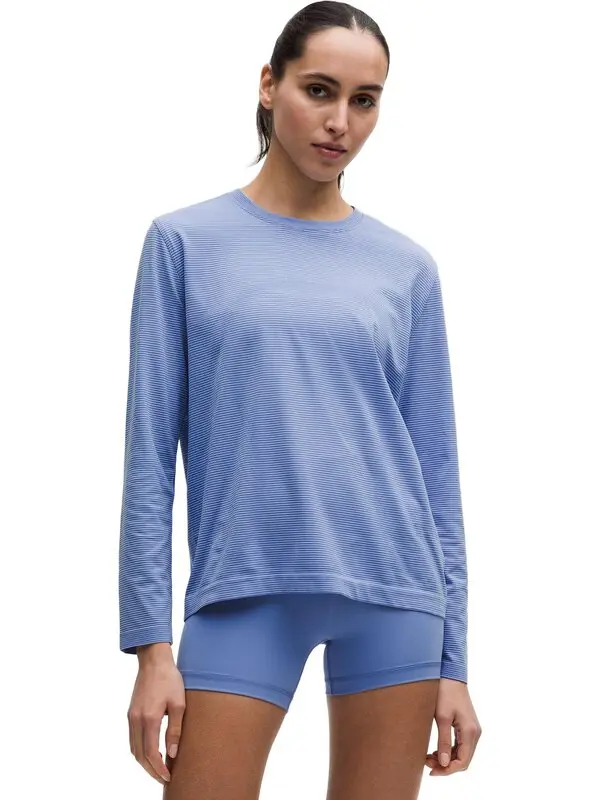 Lululemon Relaxed Long-sleeve Shirt - Tempo Stripe Prep Blue/polo Pastel