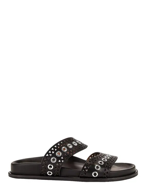 Alaïa Perforated Eyelet Slides - Noir