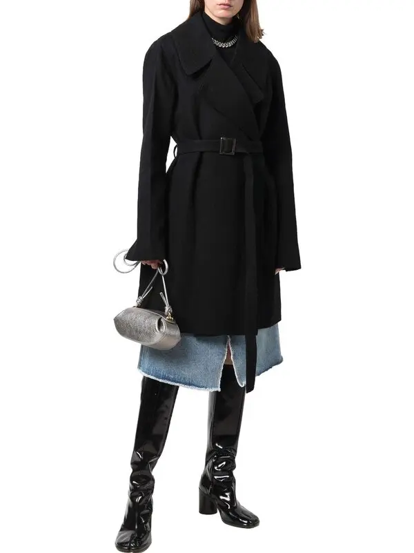 Rick Owens Belted Cotton Midi Coat - Black