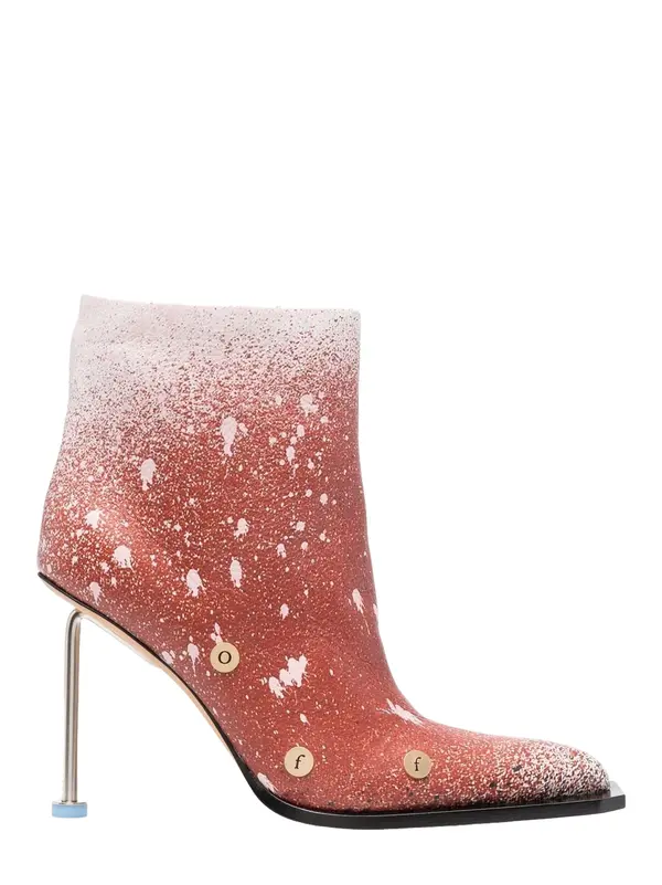 Off-White Paint Splatter Stiletto Boots - Orange