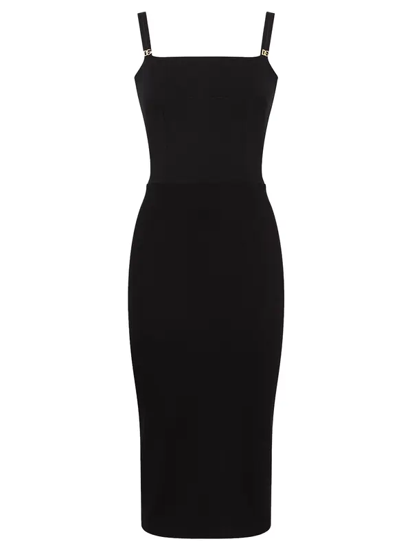 Dolce & Gabbana Logo-appliqué Sleeveless Midi Dress - Black