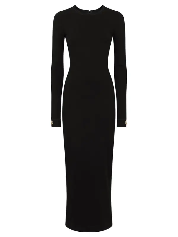 Dolce & Gabbana Logo Appliqué Midi Dress - Black