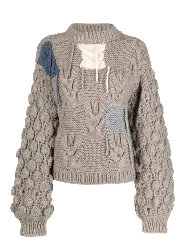 TUINCH Patchwork Cashmere Jumper - Grey