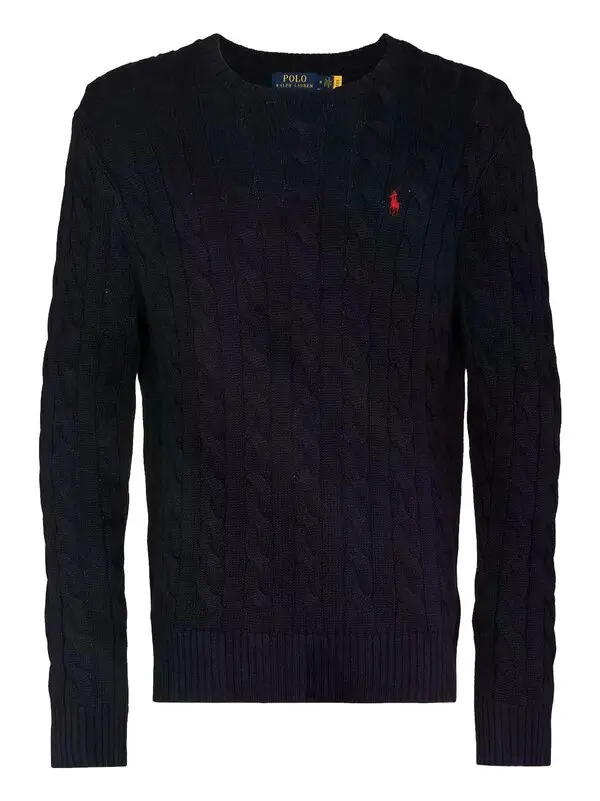 Polo Ralph Lauren Logo-embroidered Cable-knit Jumper - Black
