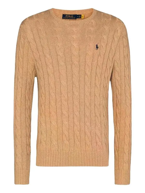 Polo Ralph Lauren Logo-embroidered Cable-knit Jumper - Brown