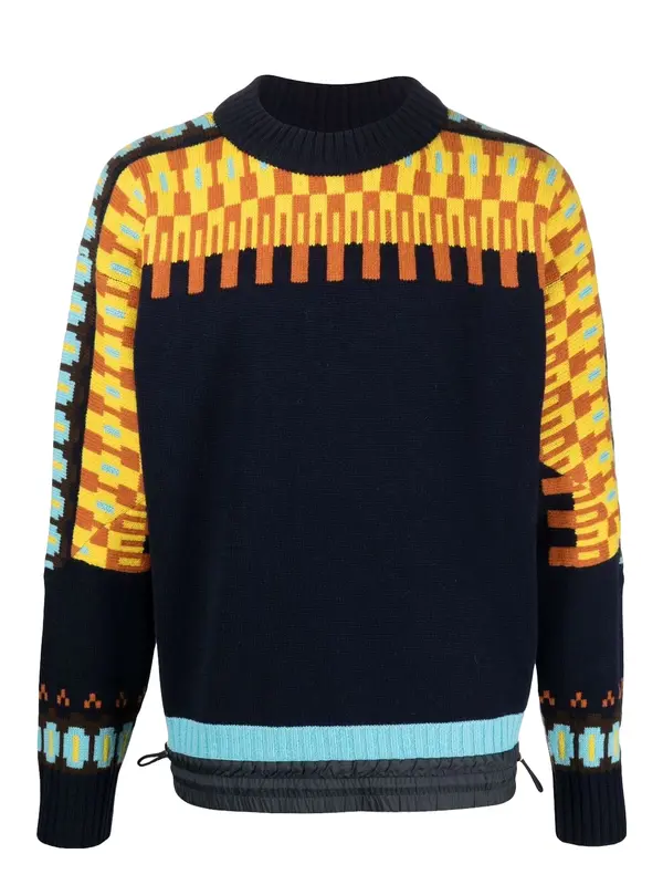 Sacai Intarsia-knit Jumper - Blue