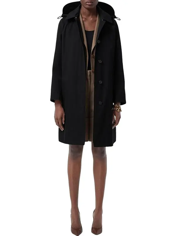 Burberry Gabardine Hooded Car Coat - Black