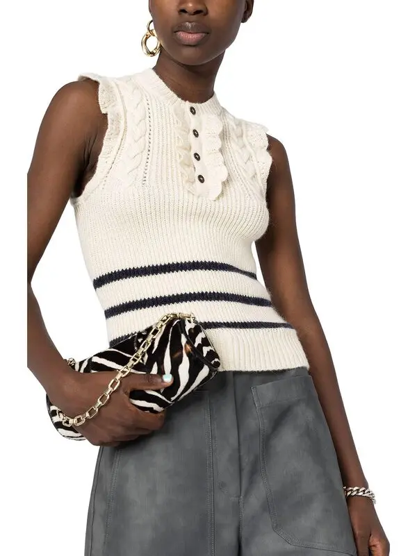 Dsquared2 Ruffled Sleeveless Knitted Top - Neutrals