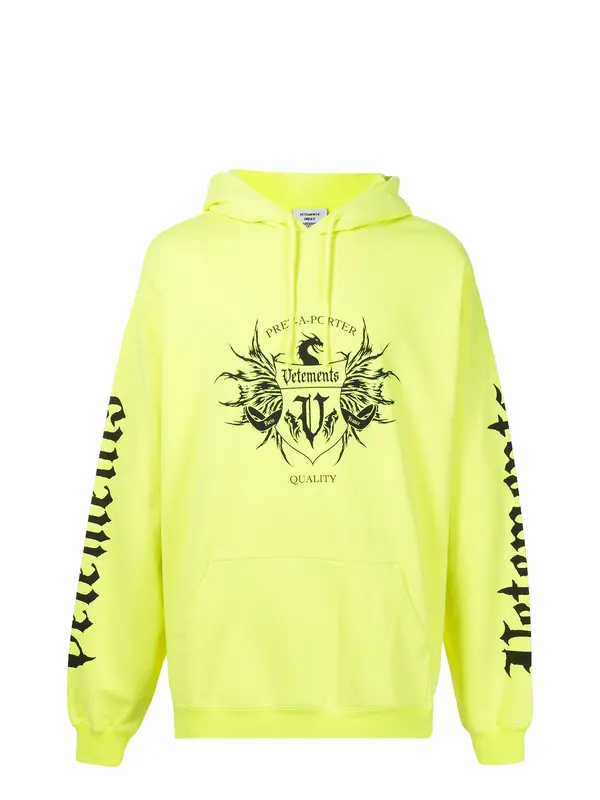 Vetements Logo-print Pullover Hoodie - Yellow