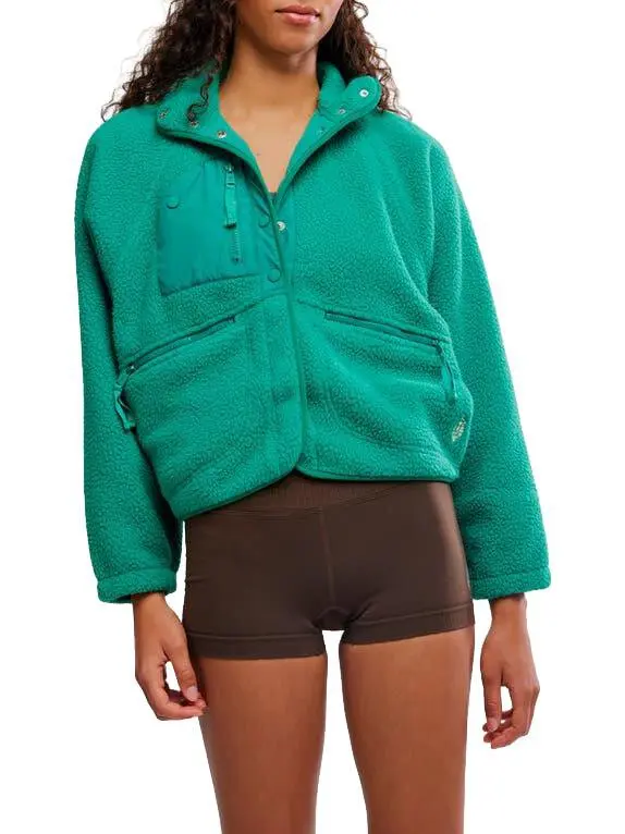 Free People Hit The Slopes Fleece Jacket - Green Glow