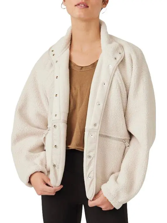 Free People Hit The Slopes Fleece Jacket - Muted Beige