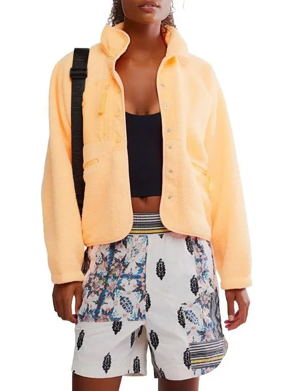 Free People Hit The Slopes Fleece Jacket - Neon Clementine