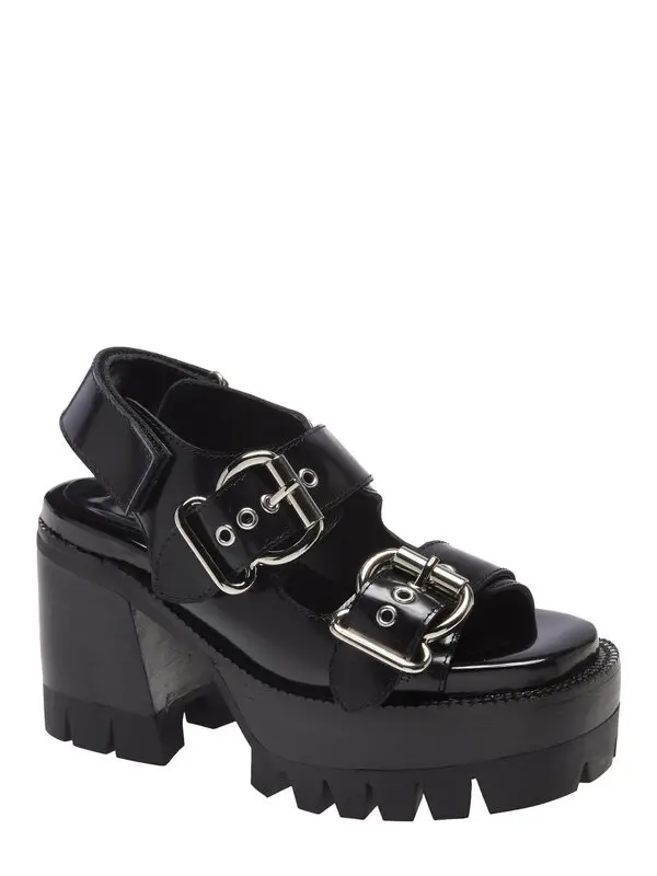 Jeffrey Campbell Huncho Platform Sandal - Black Box Leather