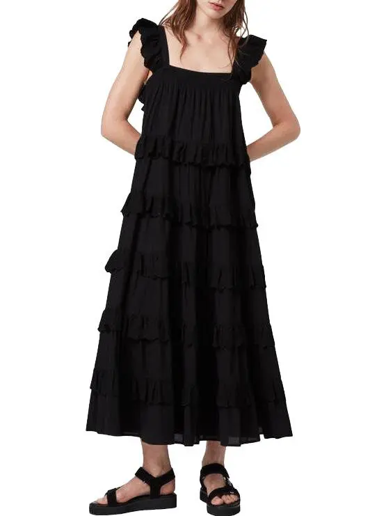 ALLSAINTS Serina Tiered Maxi Dress - Black