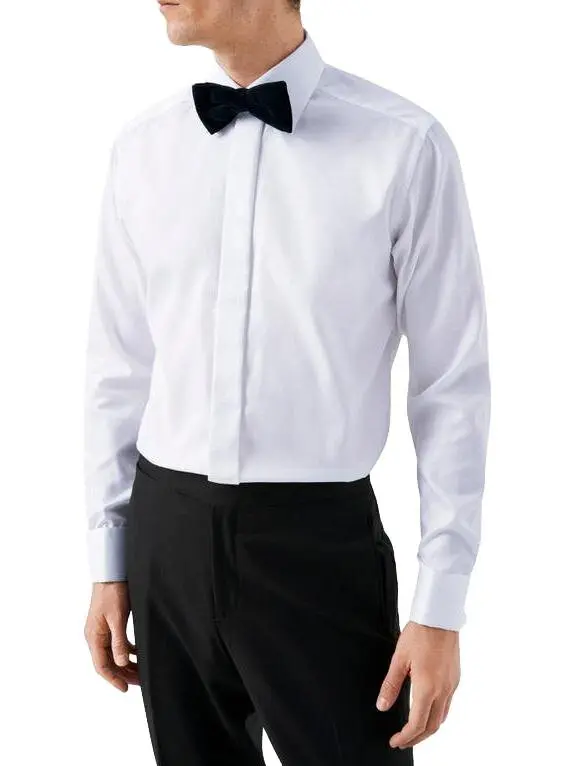 Eton Slim Fit Diamond Weave Tuxedo Shirt - White
