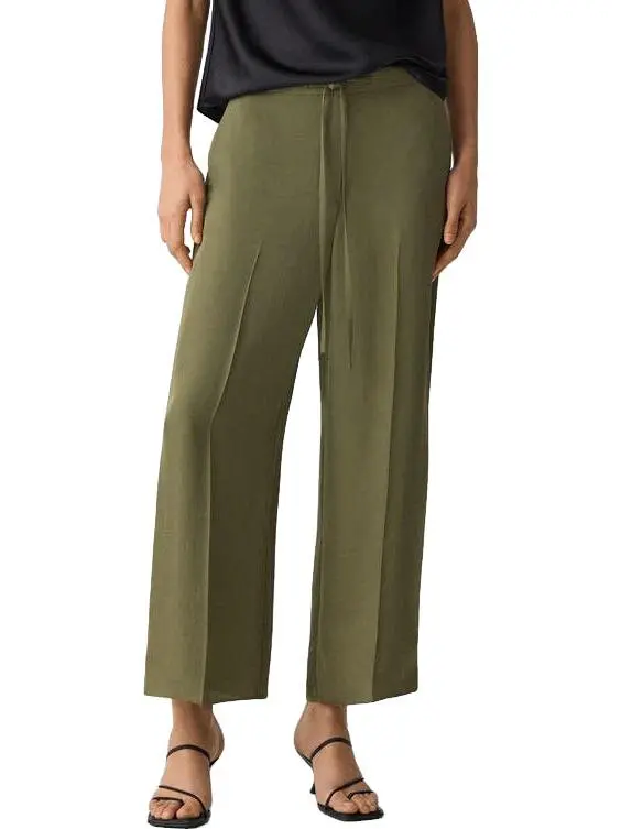 Theory Wide Leg Cropped Pants - Forest Moss