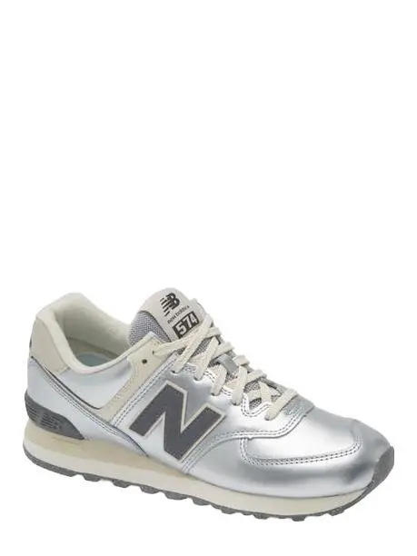 NEW BALANCE 574 Lace-up Sneakers - Metallic Silver/arctic Grey