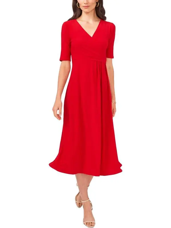 Chaus Laura Faux Wrap Midi Dress - Red