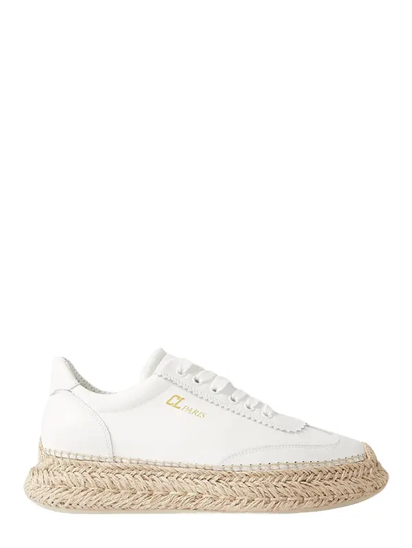 CHRISTIAN LOUBOUTIN Espasneak Leather Espadrille Platform Sneakers - White