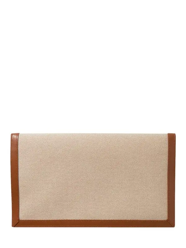 Saint Laurent Uptown Leather-trimmed Pouch - Brown