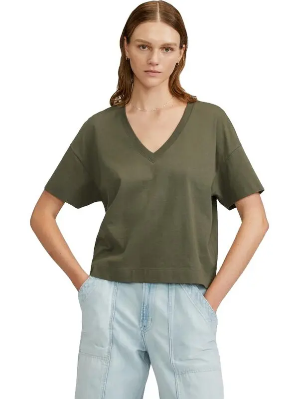 Everlane Organic Cotton Slouchy V-neck T-shirt - Kalamata