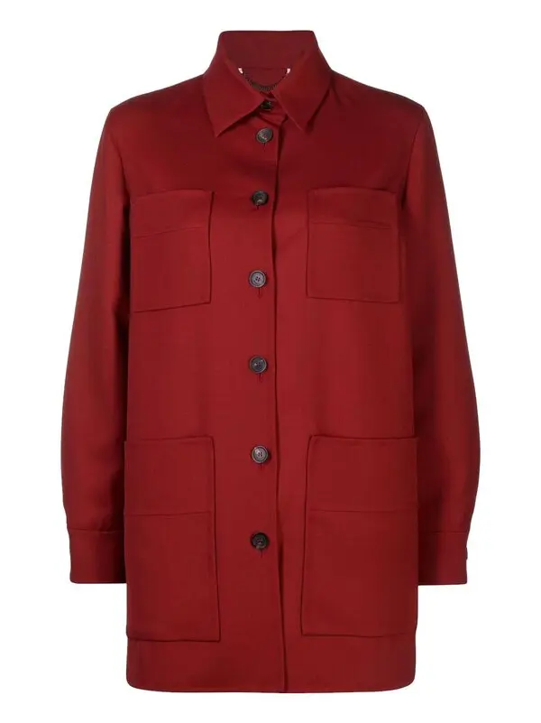 FERRAGAMO Long-sleeve Virgin Wool Shirt - Red