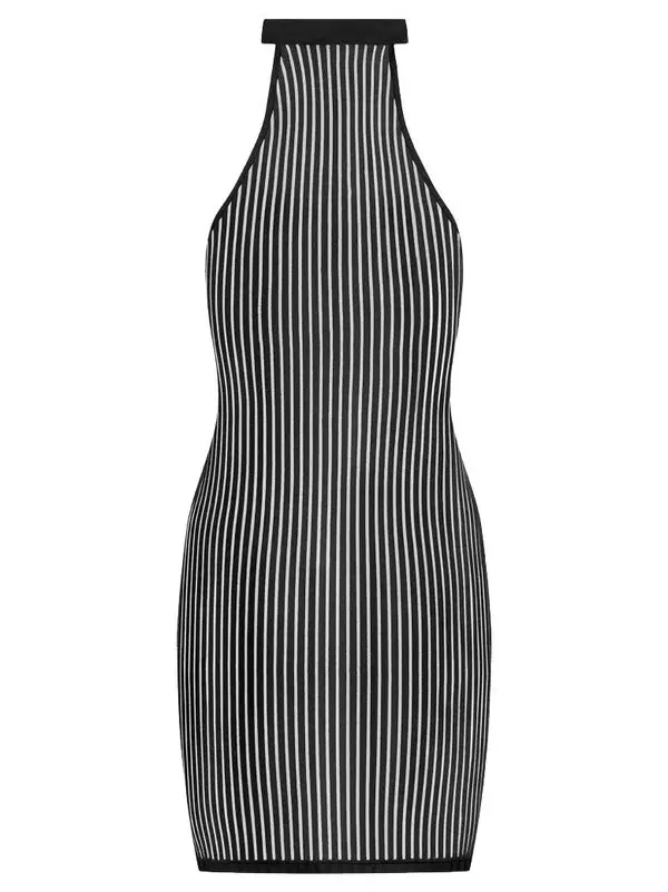 MAISON CLOSE Striped Mini Dress - Black